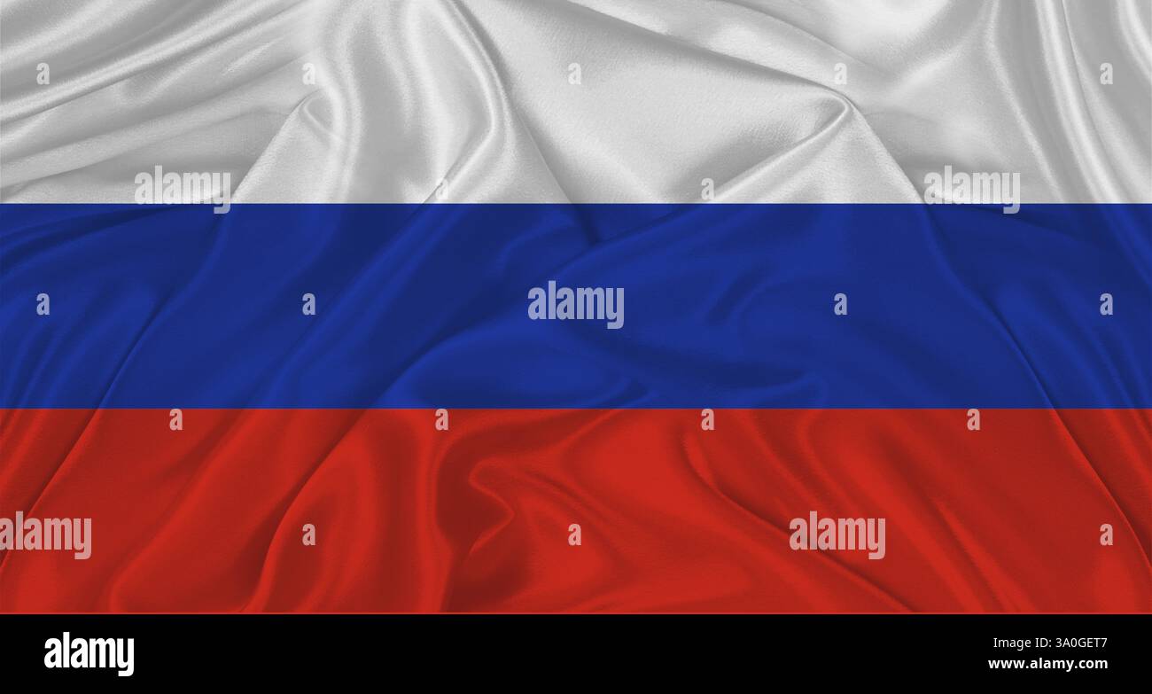 Russian flag with fabric texture. Realistic flag of Russia waving Stock ...