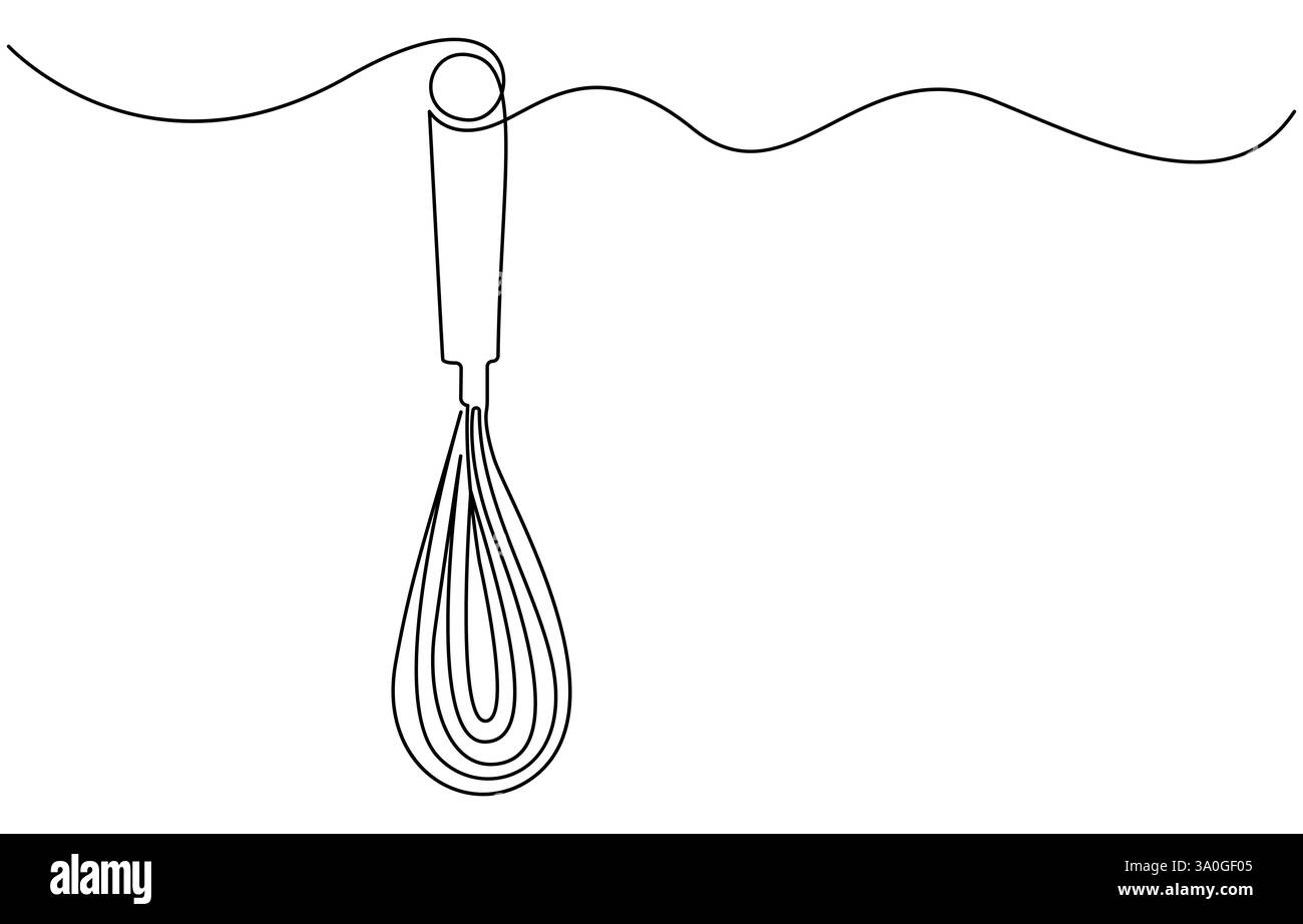 Continuous Line Drawing Of Balloon Whisk. One Line Of Kitchen Tool ...