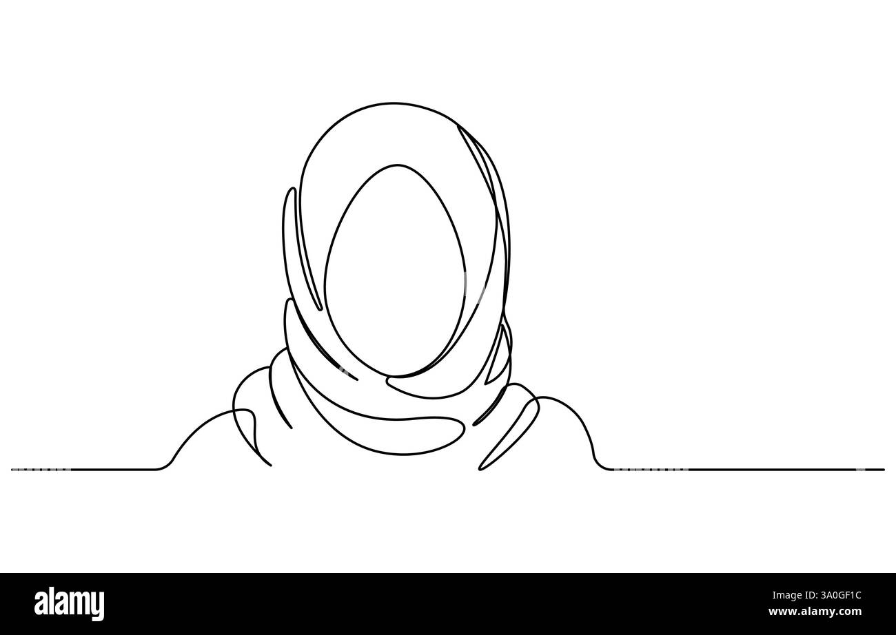 woman in hijab praying single line drawing vector, Continuous one line ...