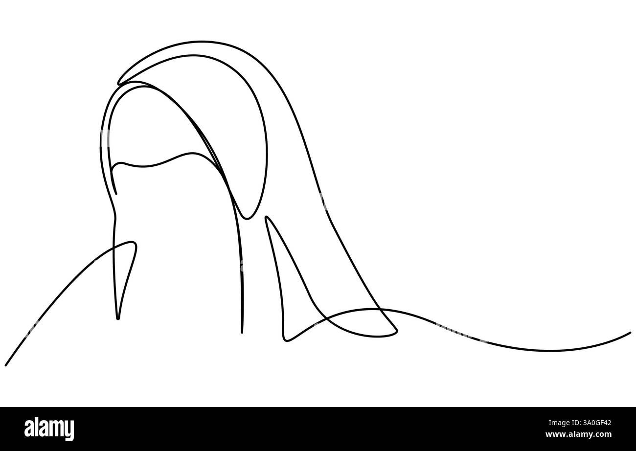 woman in hijab praying single line drawing vector, Continuous one line ...