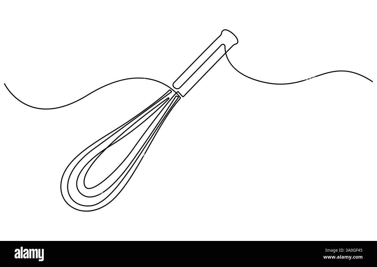 Continuous Line Drawing Of Balloon Whisk. One Line Of Kitchen Tool ...