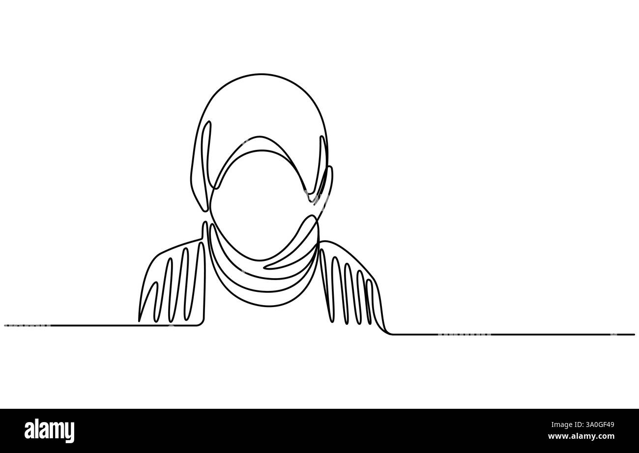 woman in hijab praying single line drawing vector, Continuous one line ...