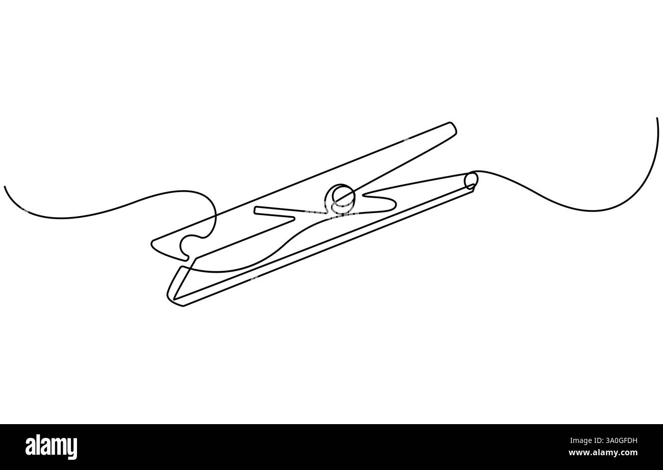 clothespin one continuous line art, Wooden clothespin in one continuous ...