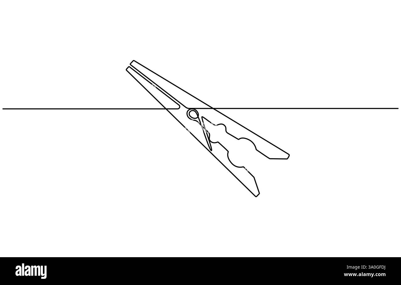 clothespin one continuous line art, Wooden clothespin in one continuous ...