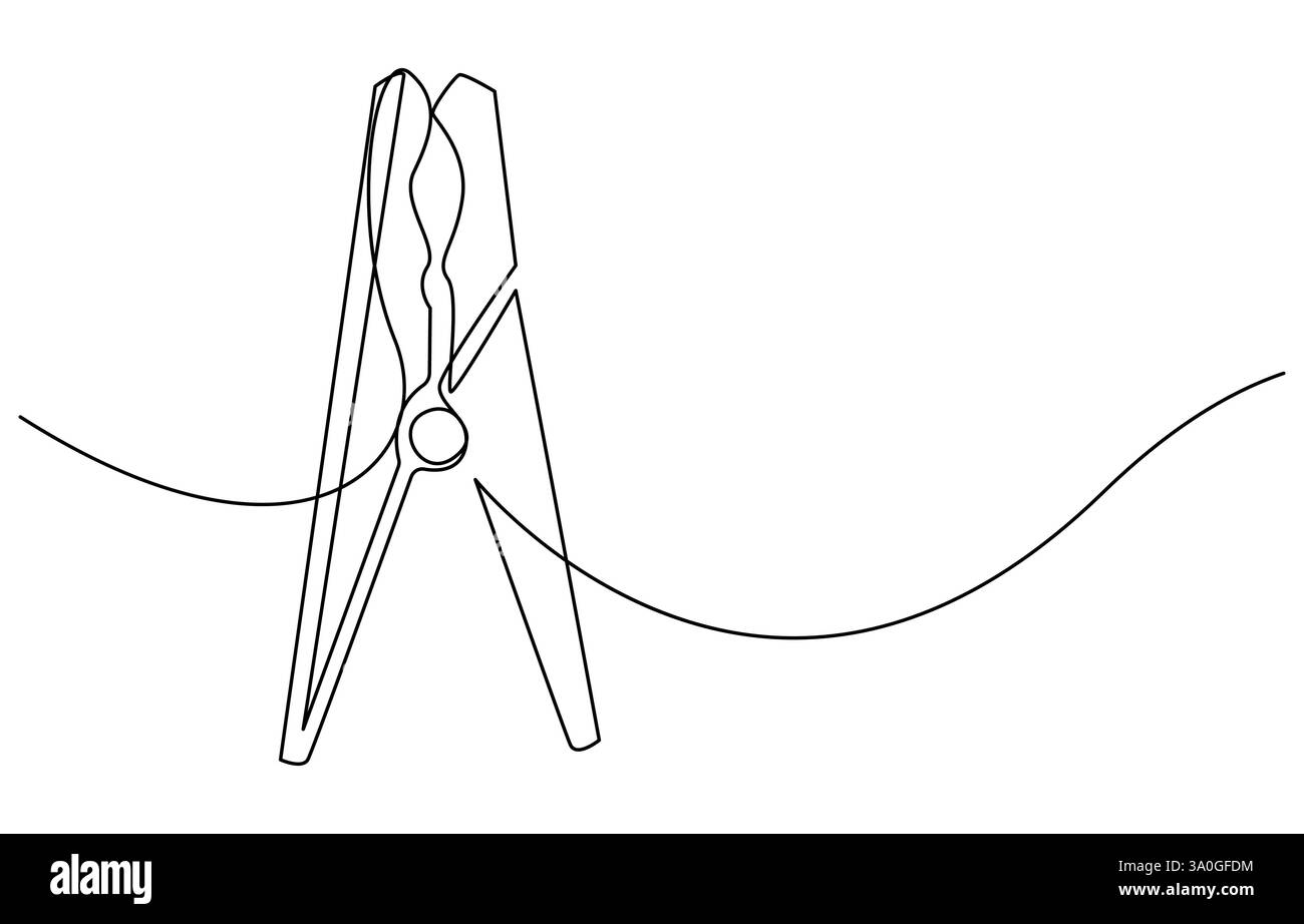 clothespin one continuous line art, Wooden clothespin in one continuous ...