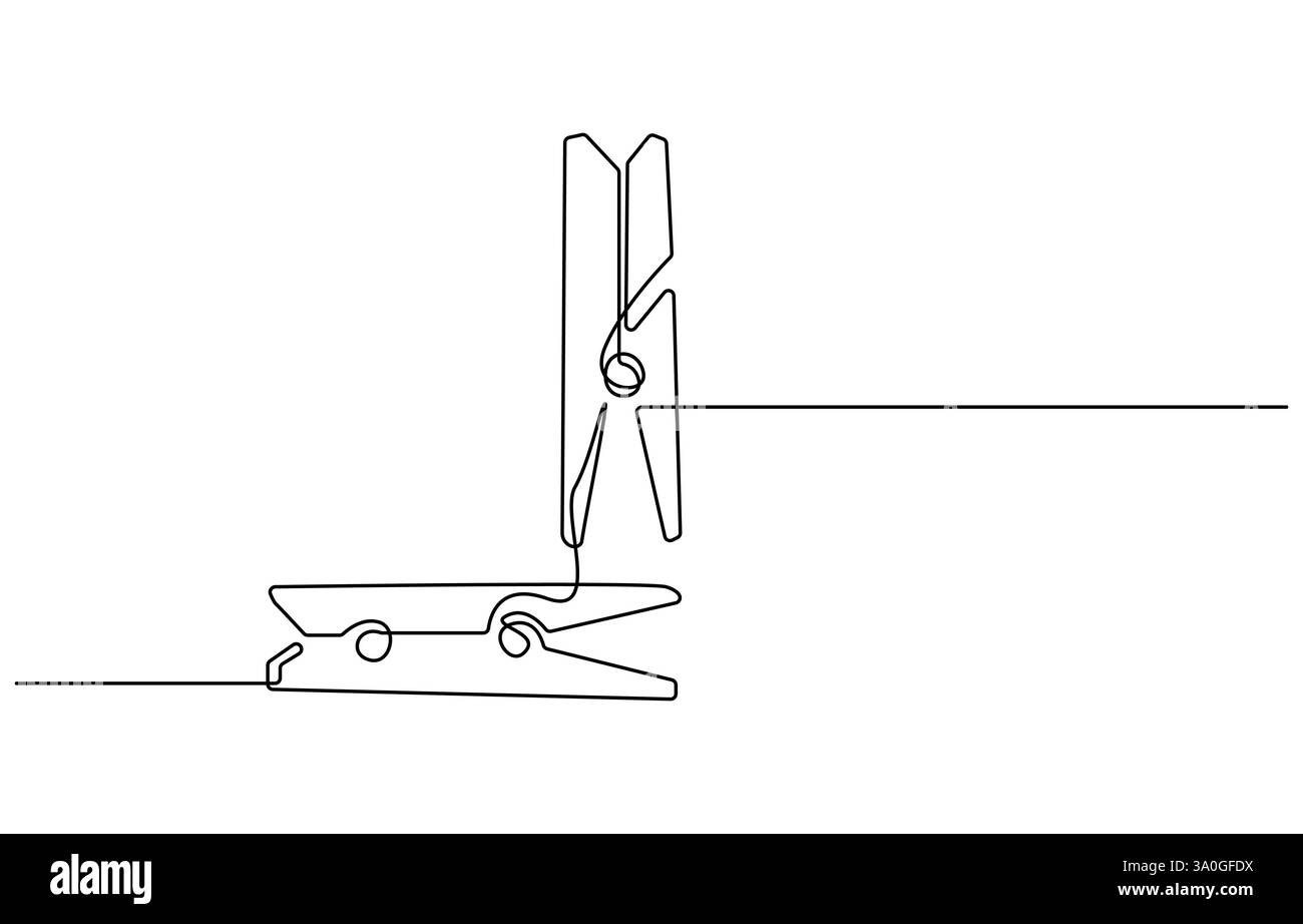 clothespin one continuous line art, Wooden clothespin in one continuous ...