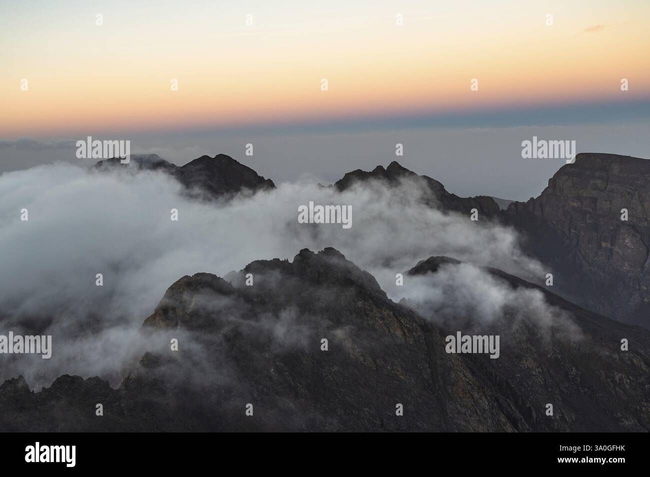 Aerial moutain view at the trail to Toubkal, the highest mountain in ...