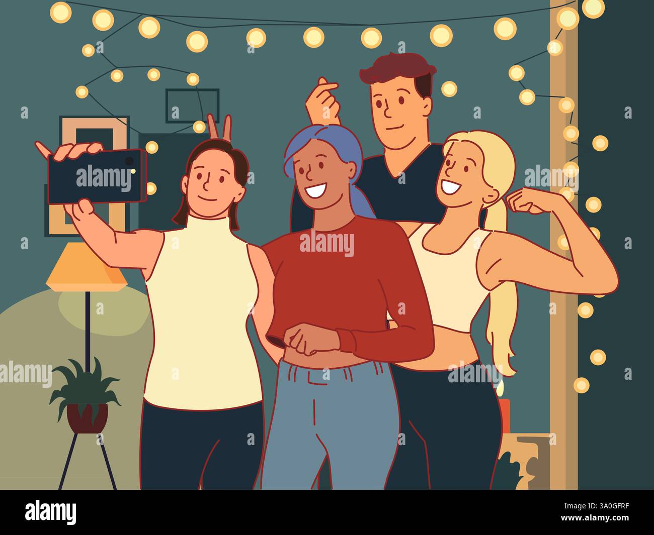 Group photo celebrating Stock Vector Images - Alamy