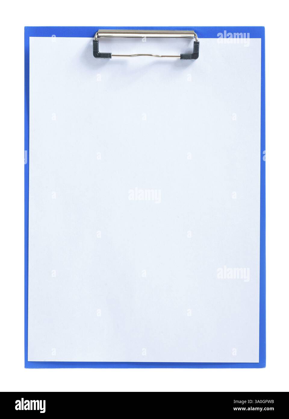 Blue clipboard with sheet of paper Stock Photo - Alamy