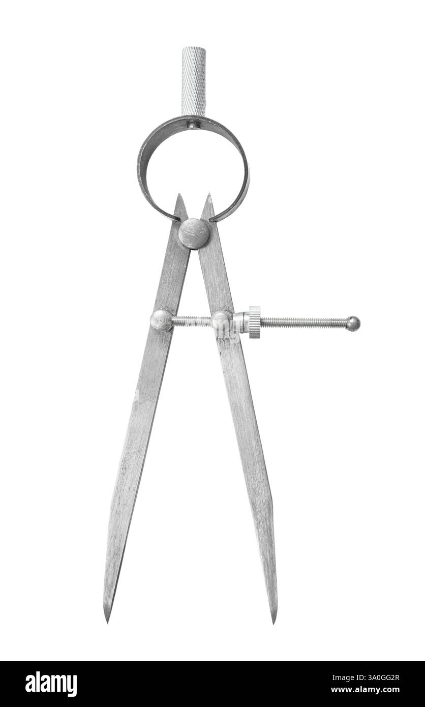 Classic Metallic Construction Compass Isolated On White Stock Photo - Alamy