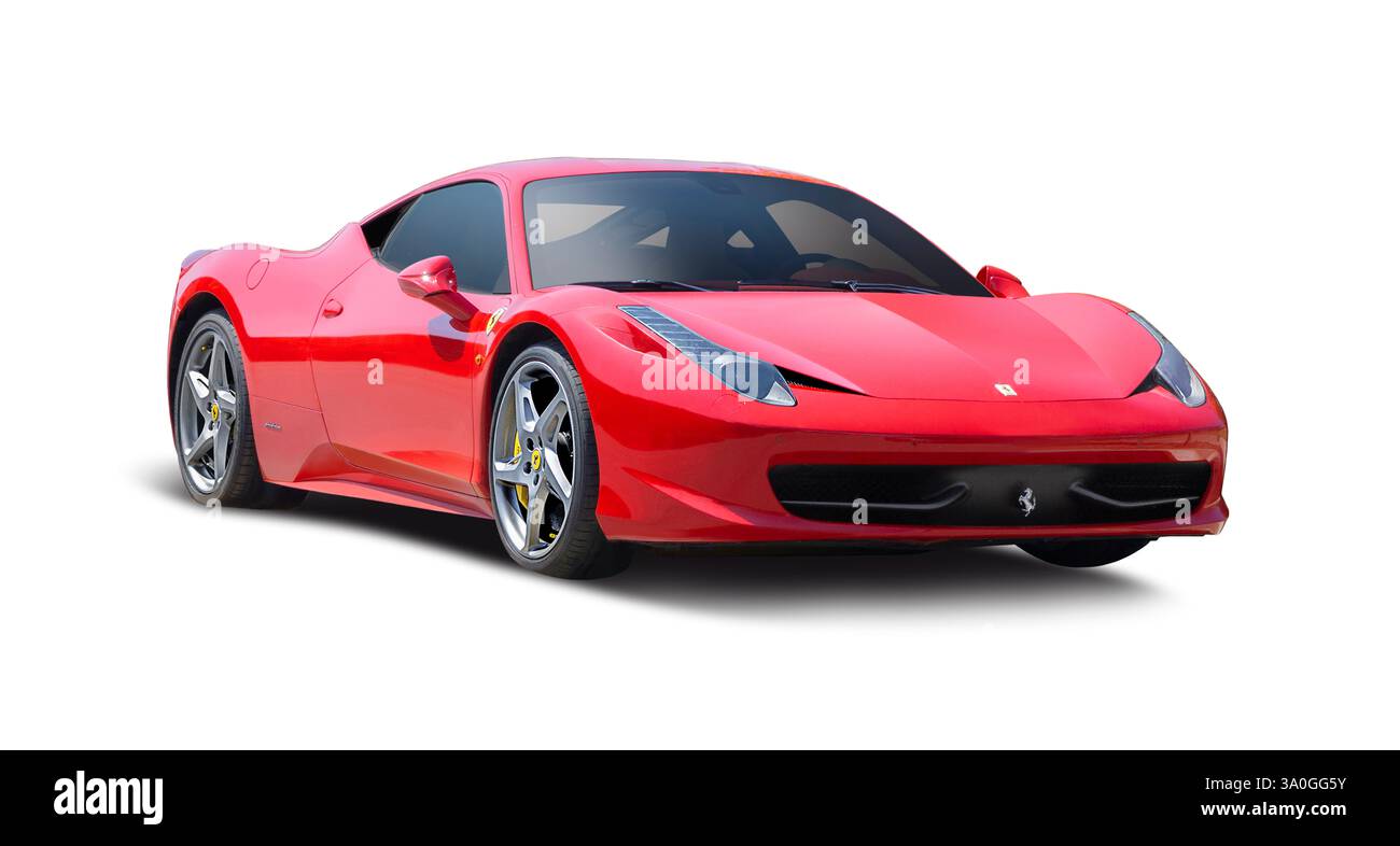Ferrari 458 supercar isolated on white background Stock Photo - Alamy