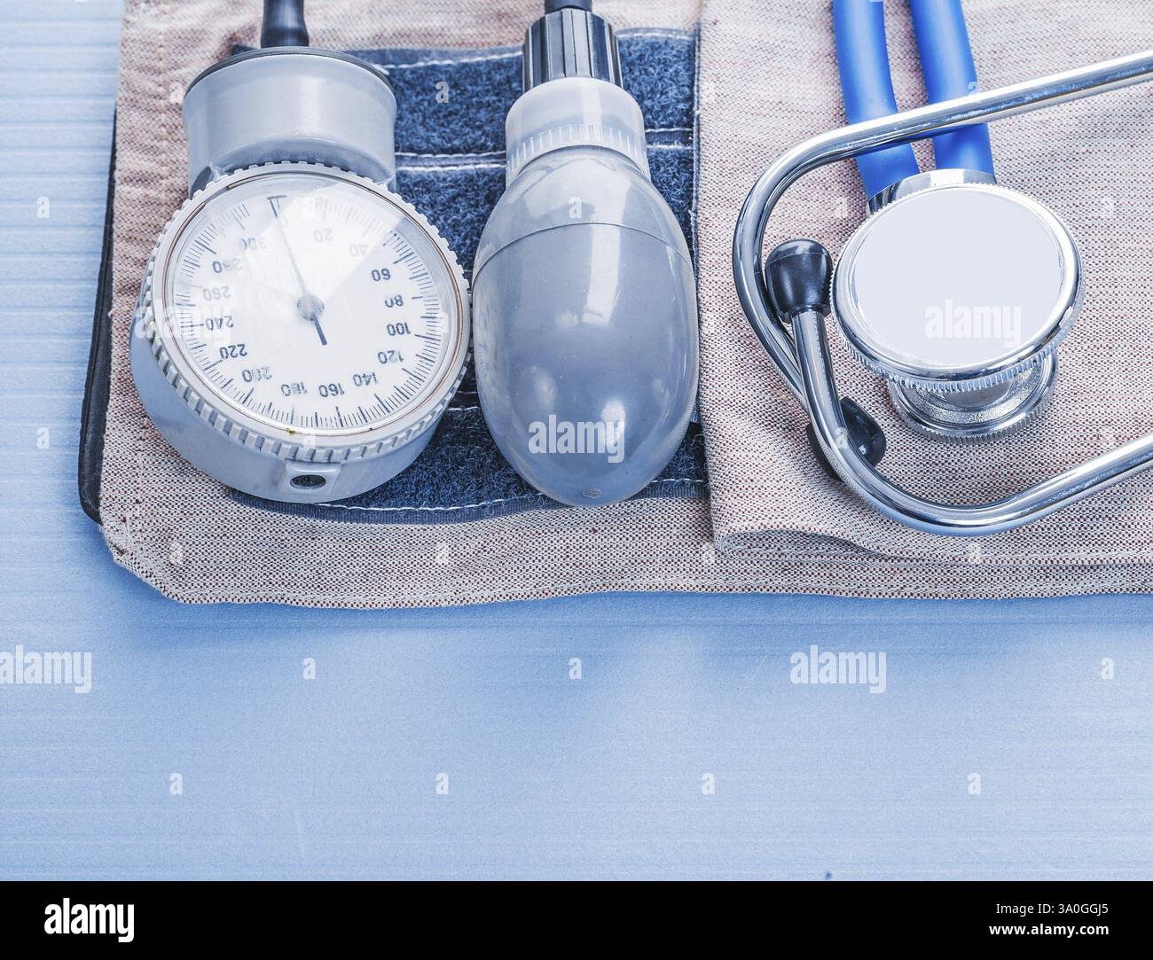 Blood pressure monitor stethoscope medical concept Stock Photo - Alamy