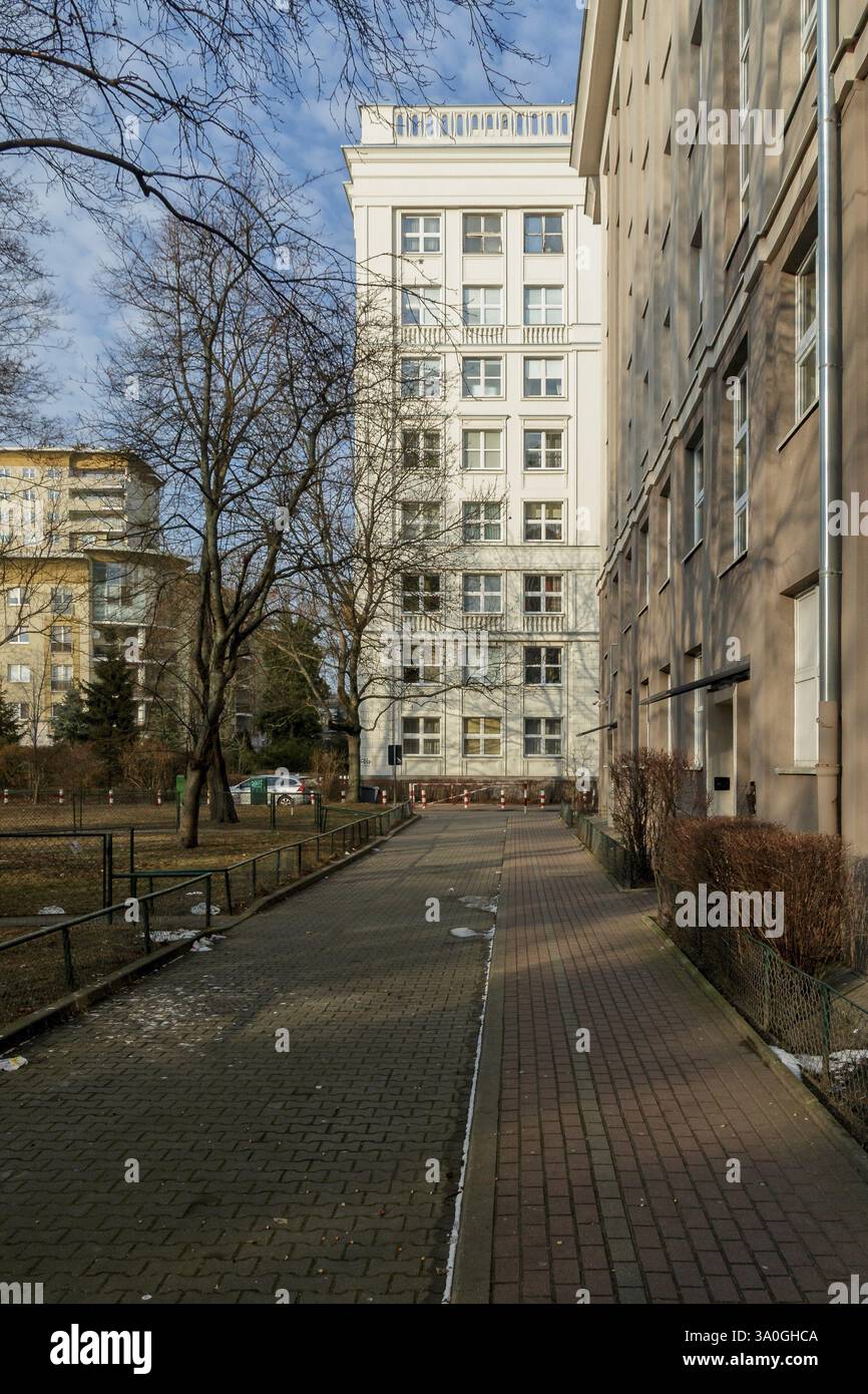 The white facade of a monumental building from the 1950s, Warsaw ...