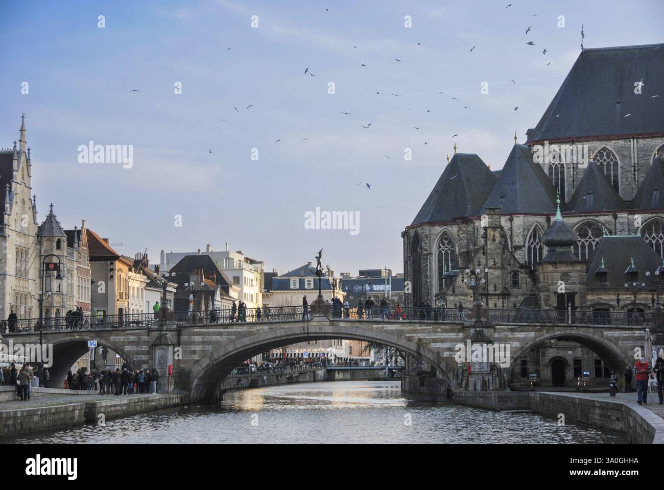 Saint Michael's Bridge is a historic stone arch bridge in Ghent ...