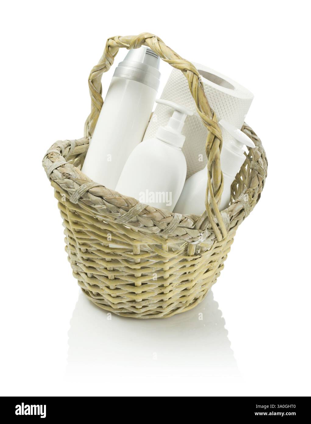 Basket with white objects Stock Photo - Alamy