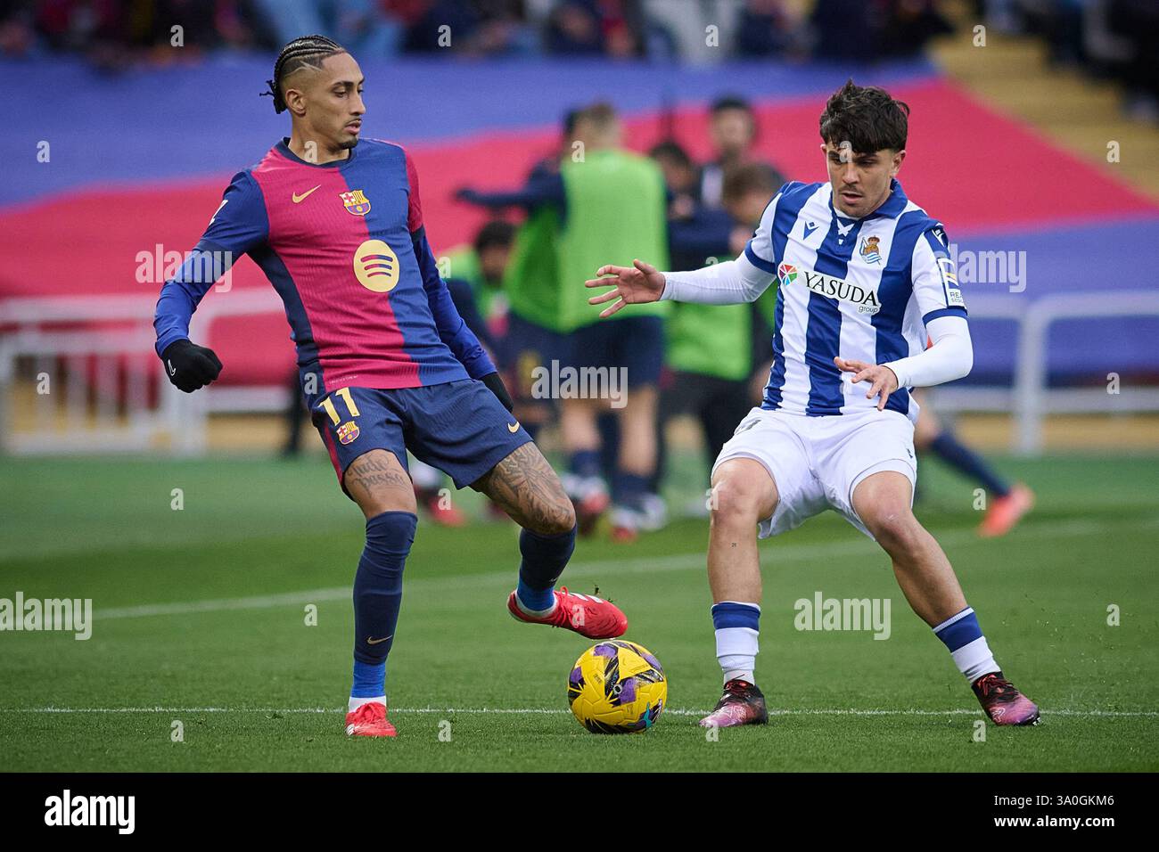 Barcelona, Spain. 02nd Mar, 2025. FC Barcelona's Raphina Dias (l) and ...