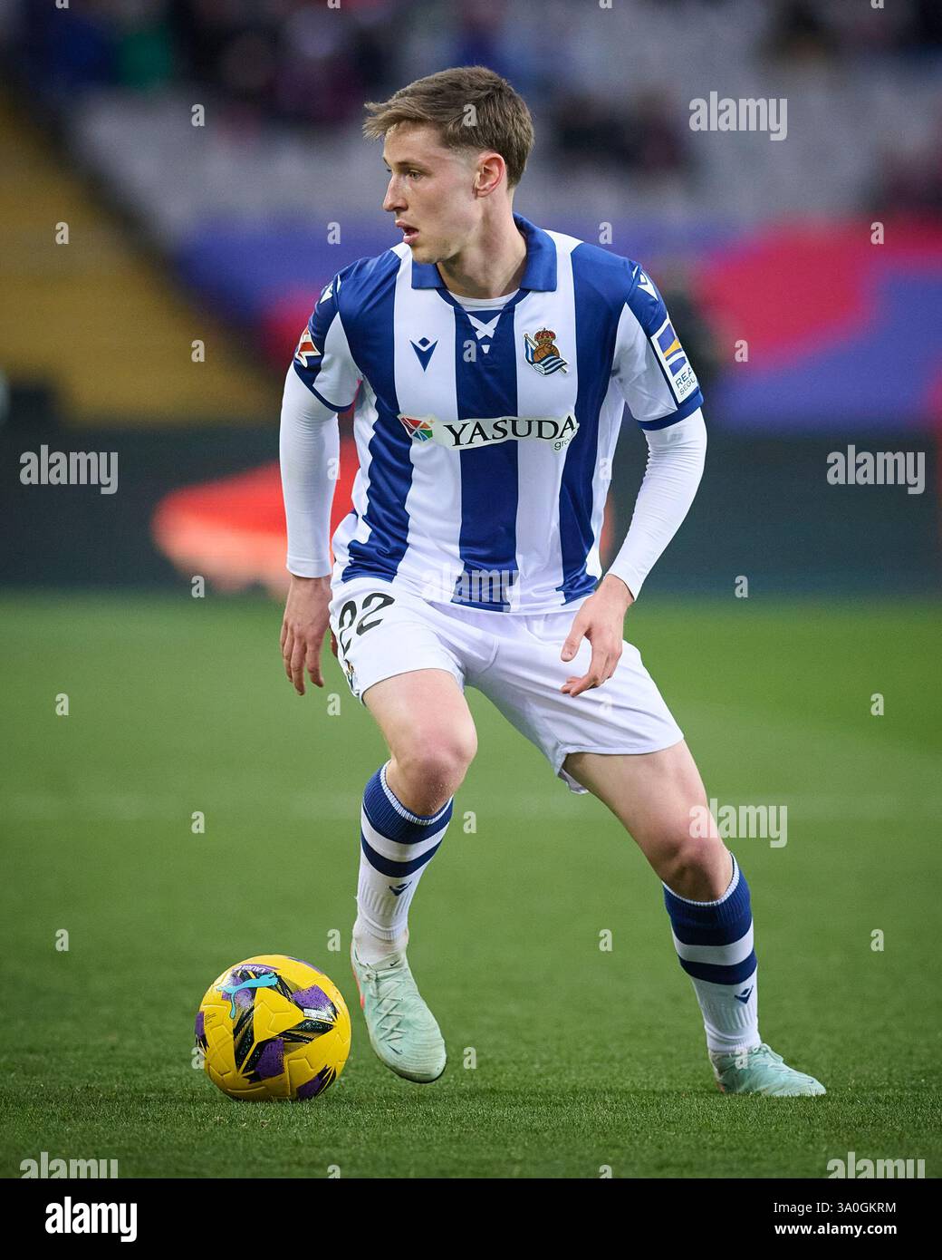 Barcelona, Spain. 02nd Mar, 2025. Real Sociedad's Benat Turrientes ...