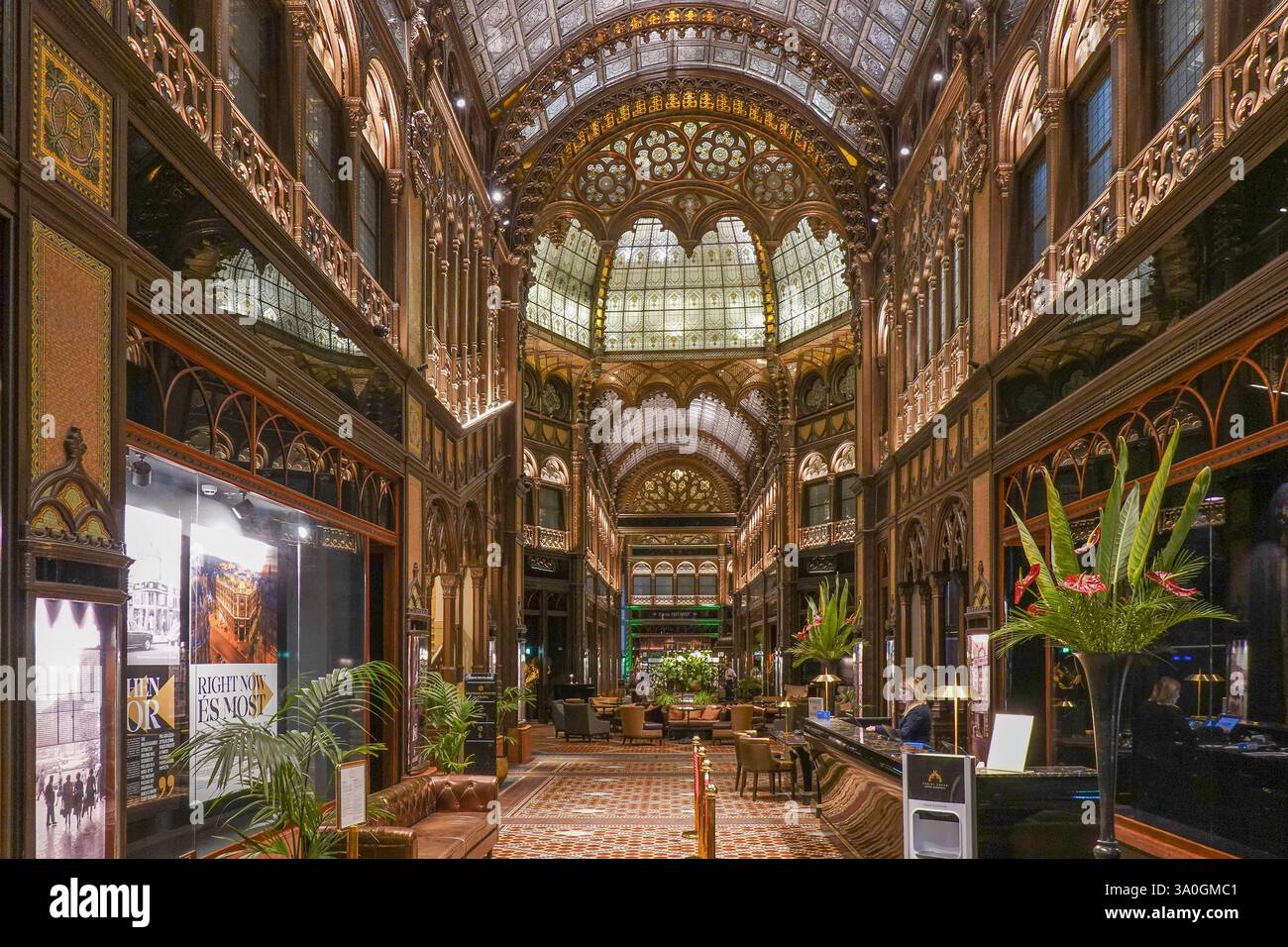 Hungary, Budapest, Interior of the Parisi Udvar Hotel. The Parisi Udvar ...