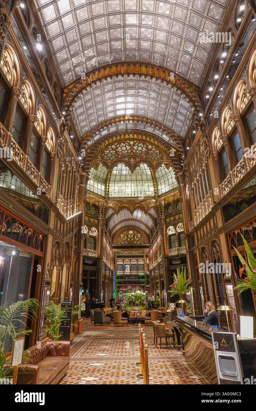 Hungary, Budapest, Interior of the Parisi Udvar Hotel. The Parisi Udvar ...