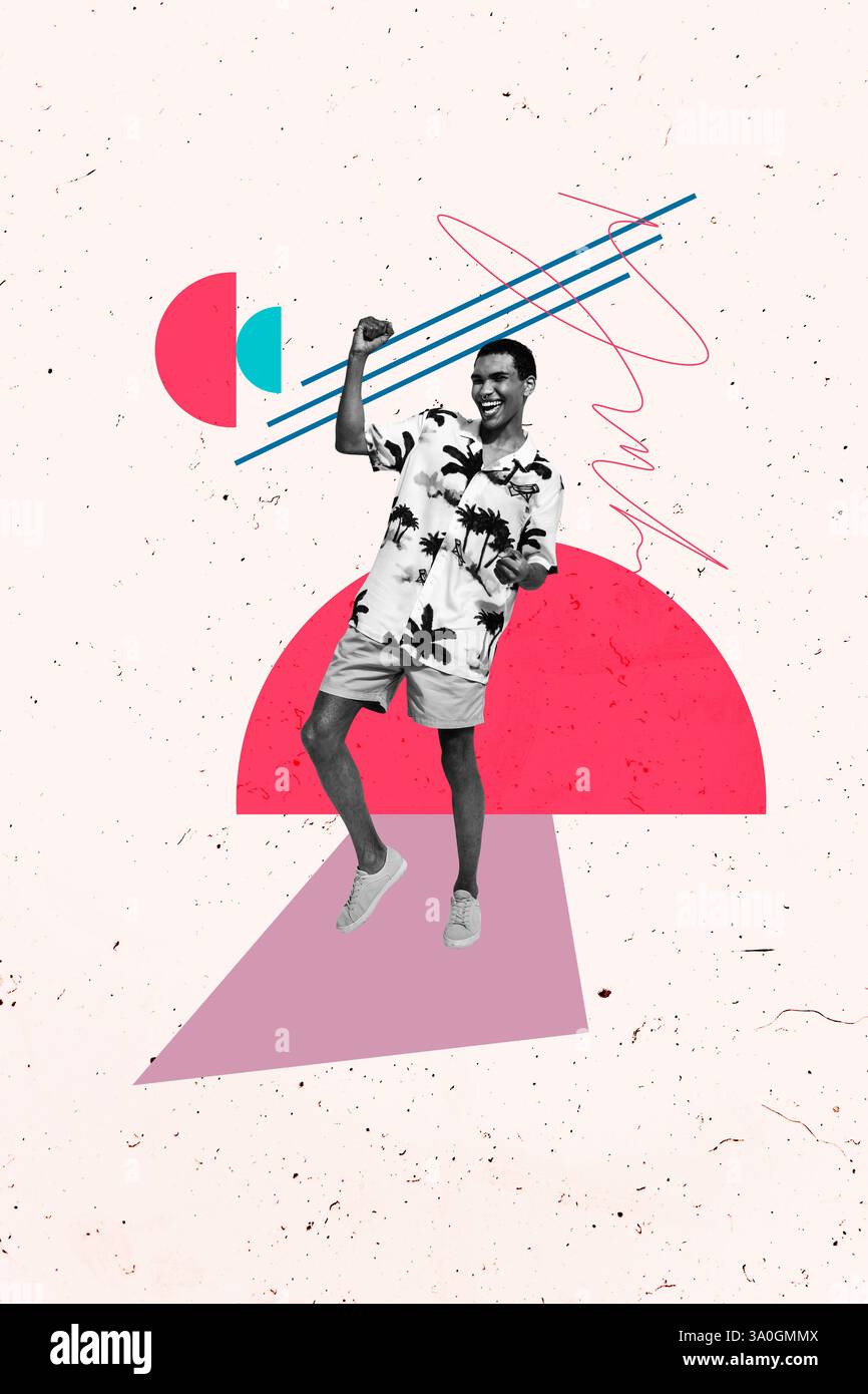 Composite image montage trend artwork 3D collage of young man stand ...