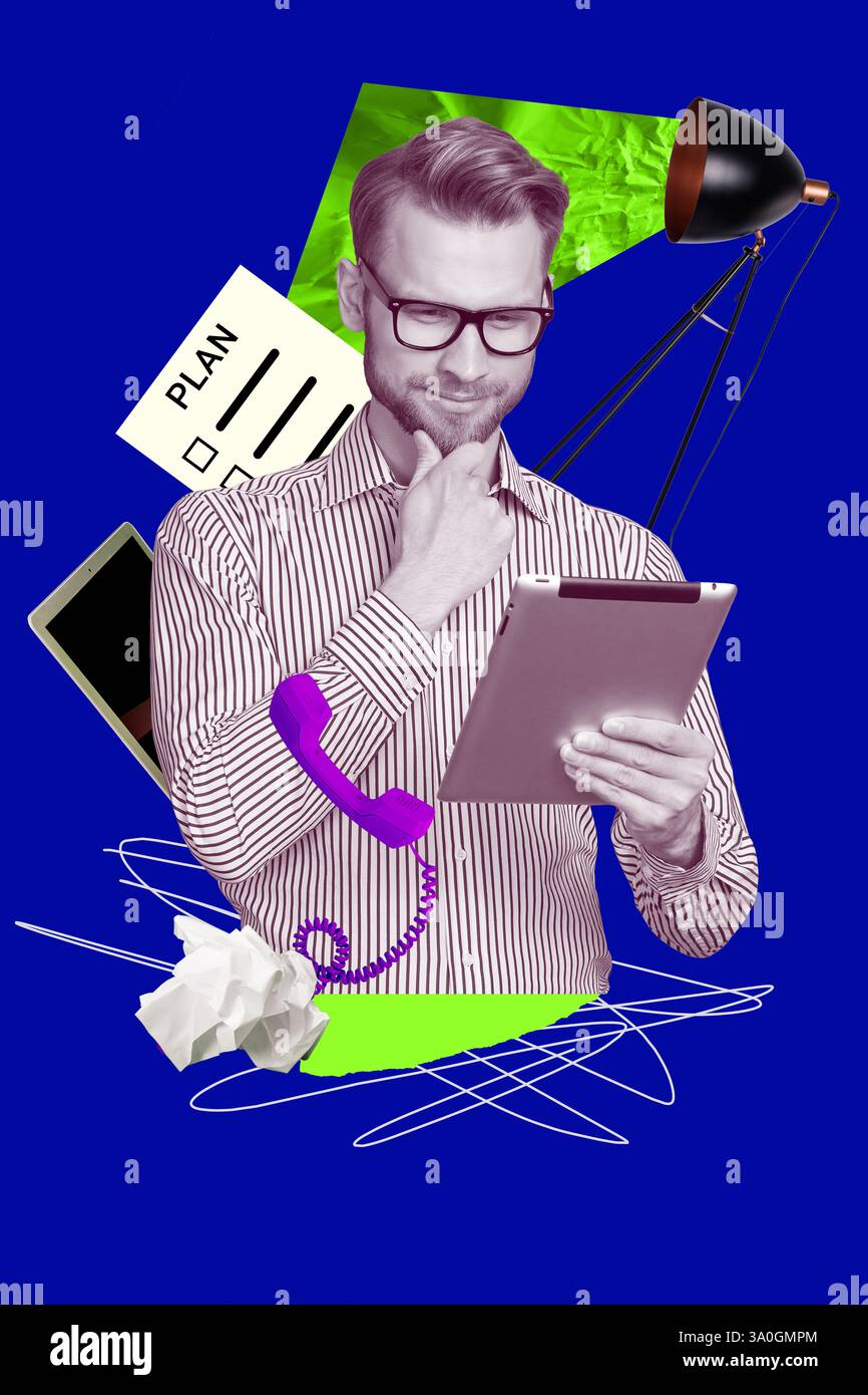 Trend artwork template design 3D collage of job entrepreneur profession ...