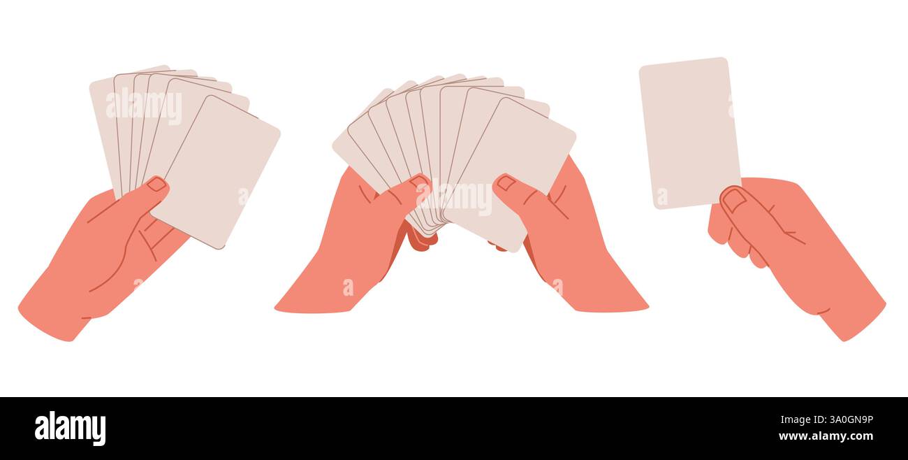 Hands Holding Fan Of Cards Stock Vector Images Alamy