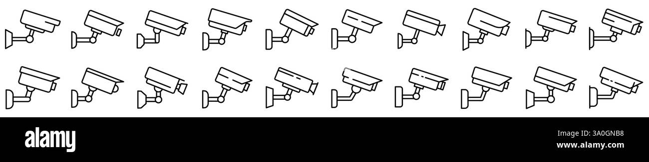 Security camera icon. Editable stroke. Set of black linear security ...