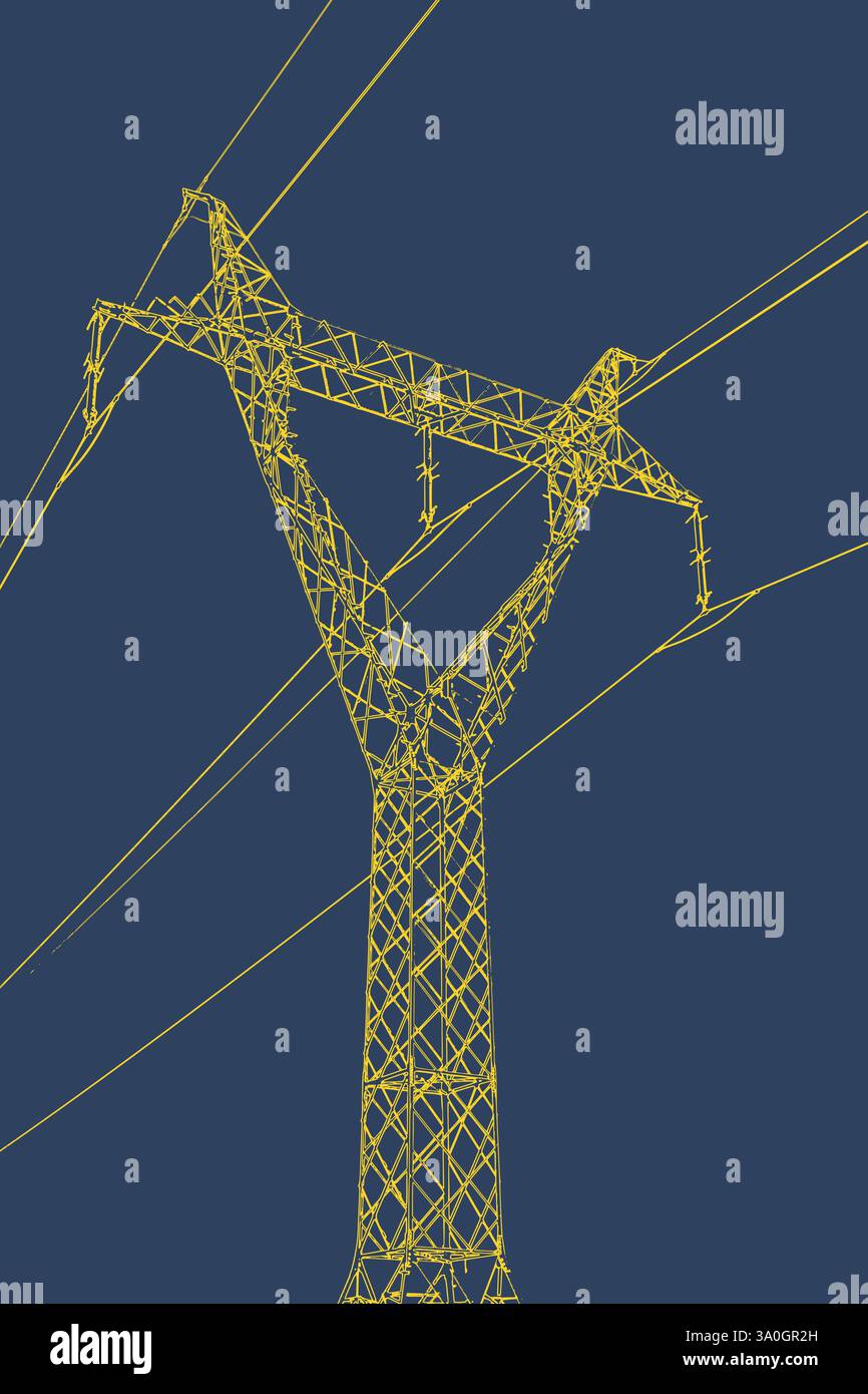 Electric pole poster blue and yellow graphics. Poster design with ...
