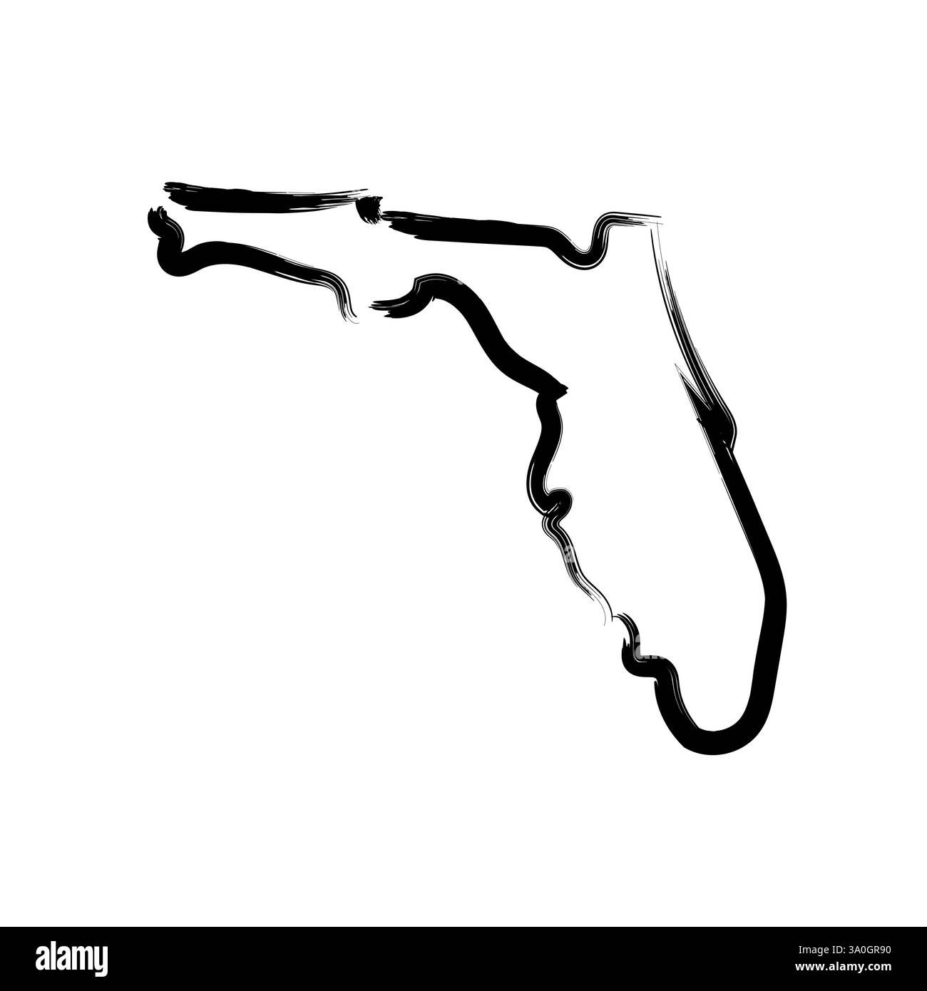 Florida hand painted map. Simple US state outline sketch map. Doodle ...