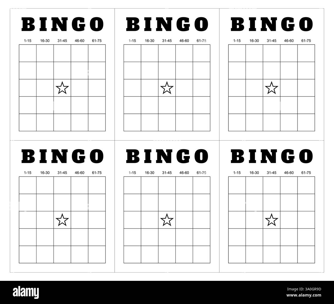 Bingo card grid printable template set. Vector illustration simple ...