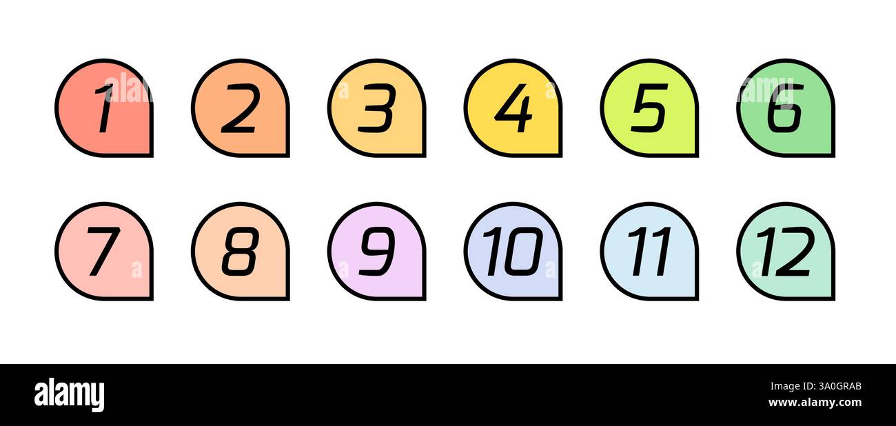 Number bullet point design element set. List numbers for infographics ...