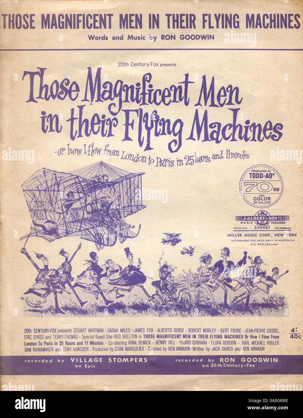 Sheet music cover for the theme to the 1965 comedy film, Those Magnificent Men in their Flying ...