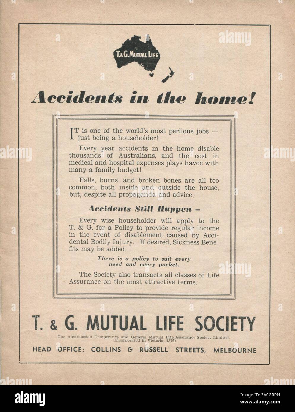 A 1950's black and white, magazine advertisement for The T & G ...