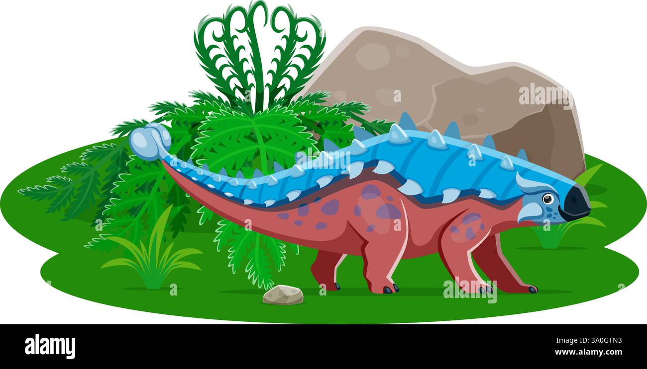 Dinosaur or prehistoric lizard Ankylosaurus, dino animal character ...