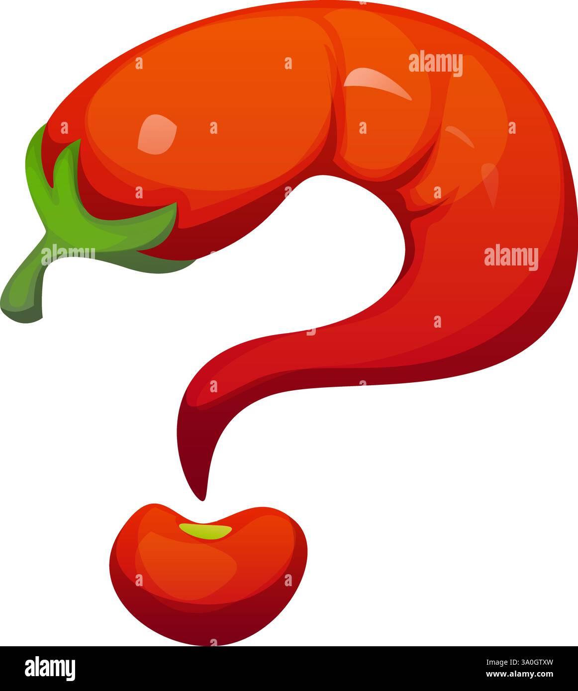 Cartoon Mexican font chili pepper punctuation question mark sign. Latin ...