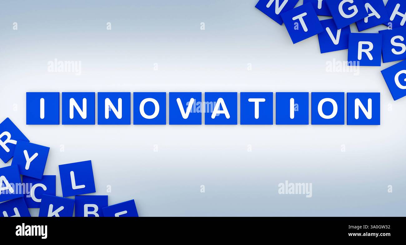 Innovation Innovation, word with tokens. Development, progress, new ...