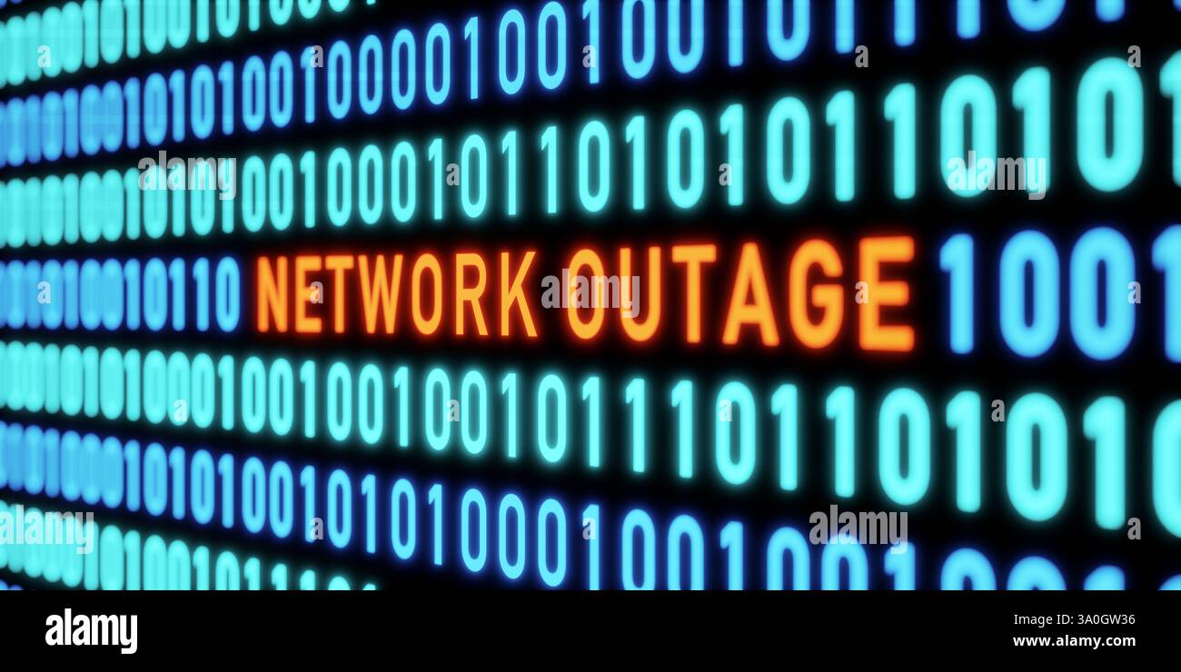 Network outage, warning sign. Network outage, warning sign. Blackout, system crashed ...