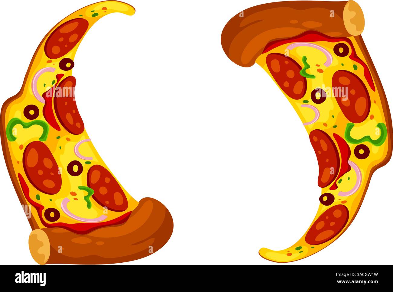 Fast food pizza meal cartoon alphabet typeface brackets punctuation ...