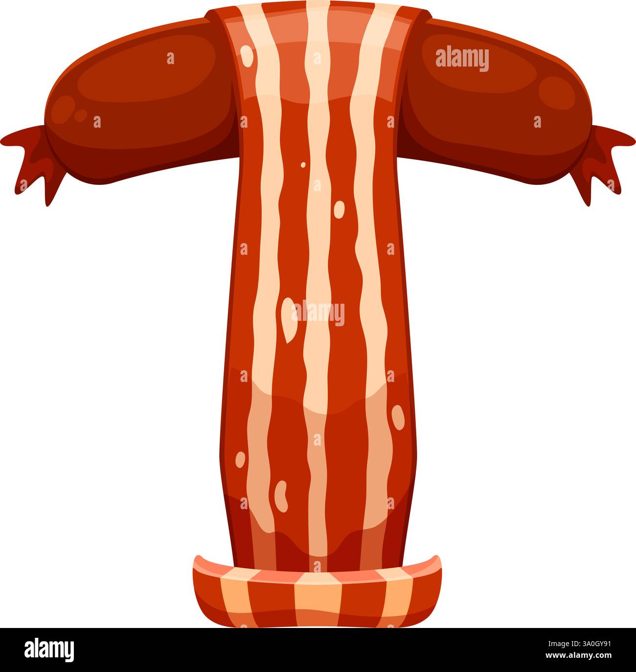 Fast food sausage and bacon meal cartoon alphabet font typeface letter ...