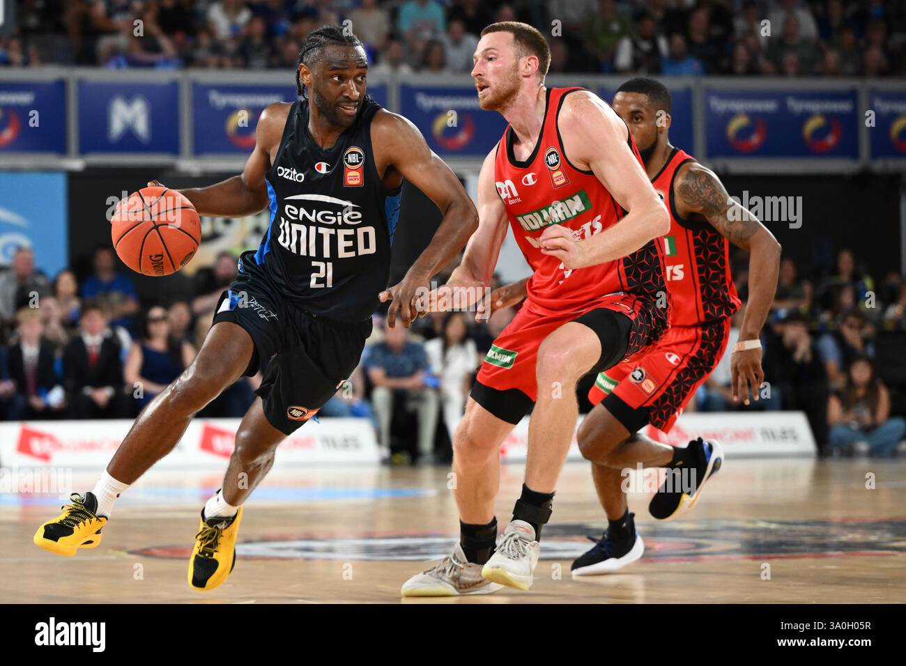 Ian Clark of Melbourne United (left) during the NBL playoff series ...