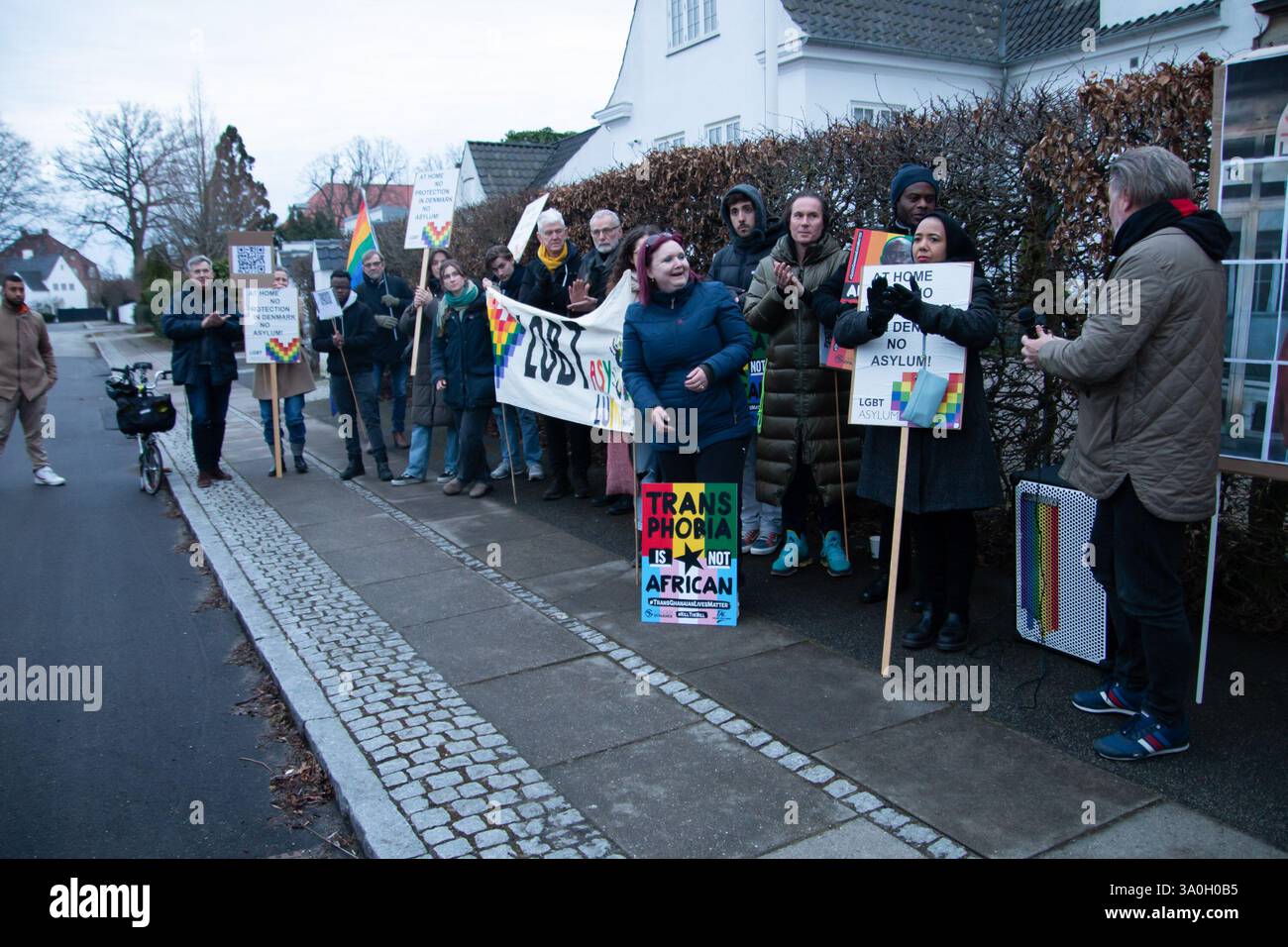 March 6, 2024, Hellerup, Denmark: Protesters gather at the embassy ...