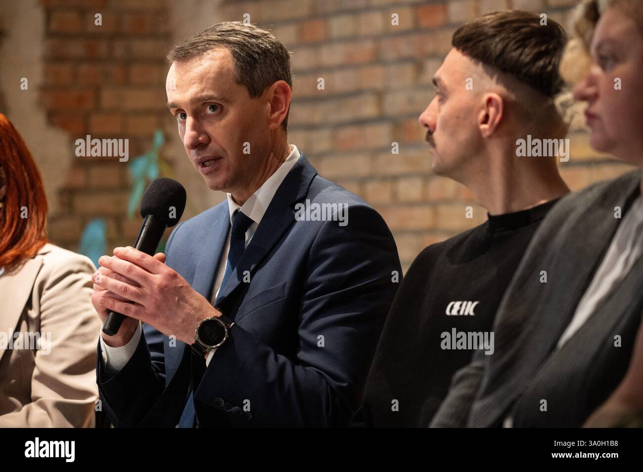 Minister of Health of Ukraine Viktor Liashko (L) and founder and CEO of ...