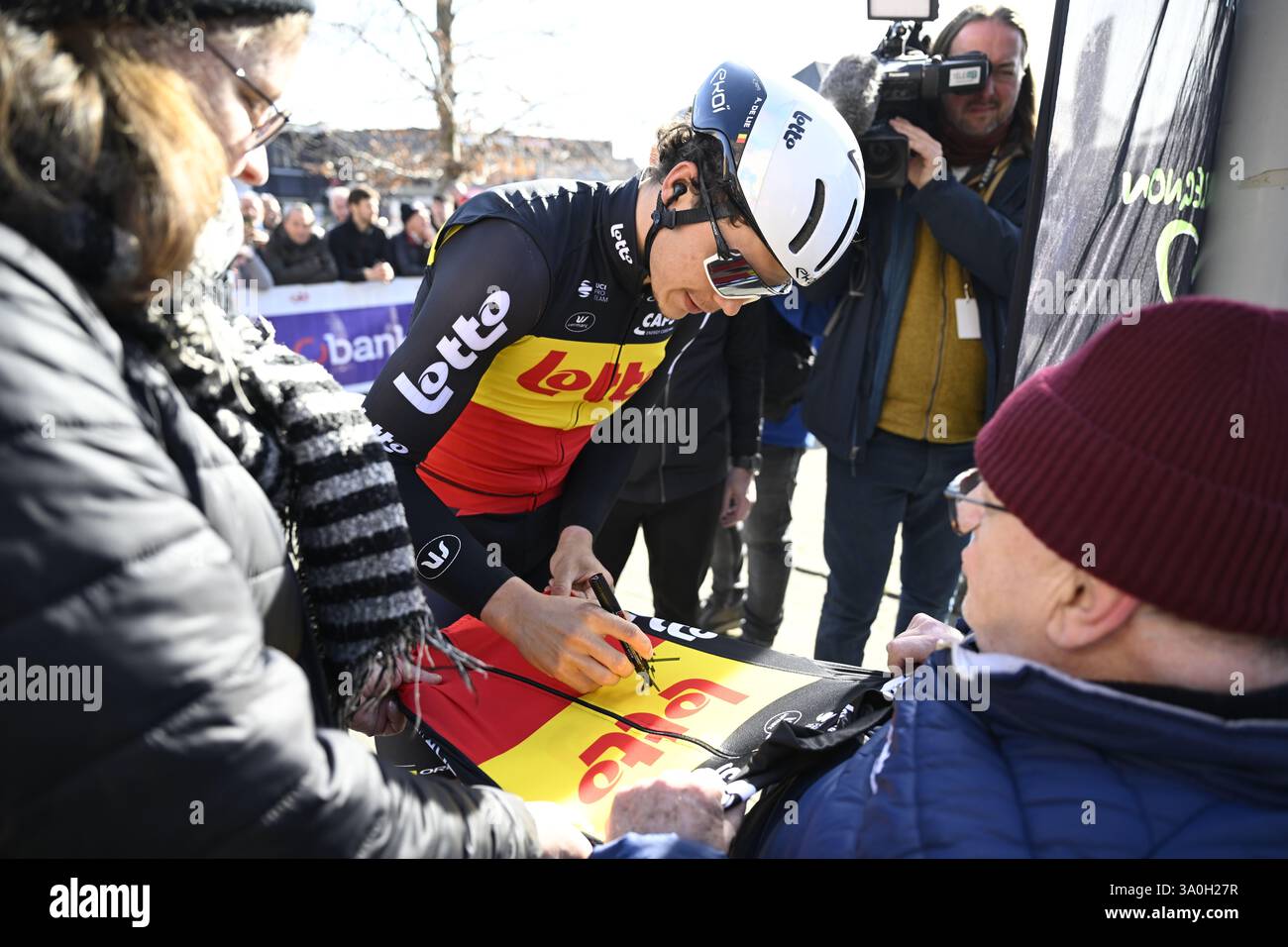 Belgian Arnaud De Lie of Lotto Cycling Team pictured at the start of ...