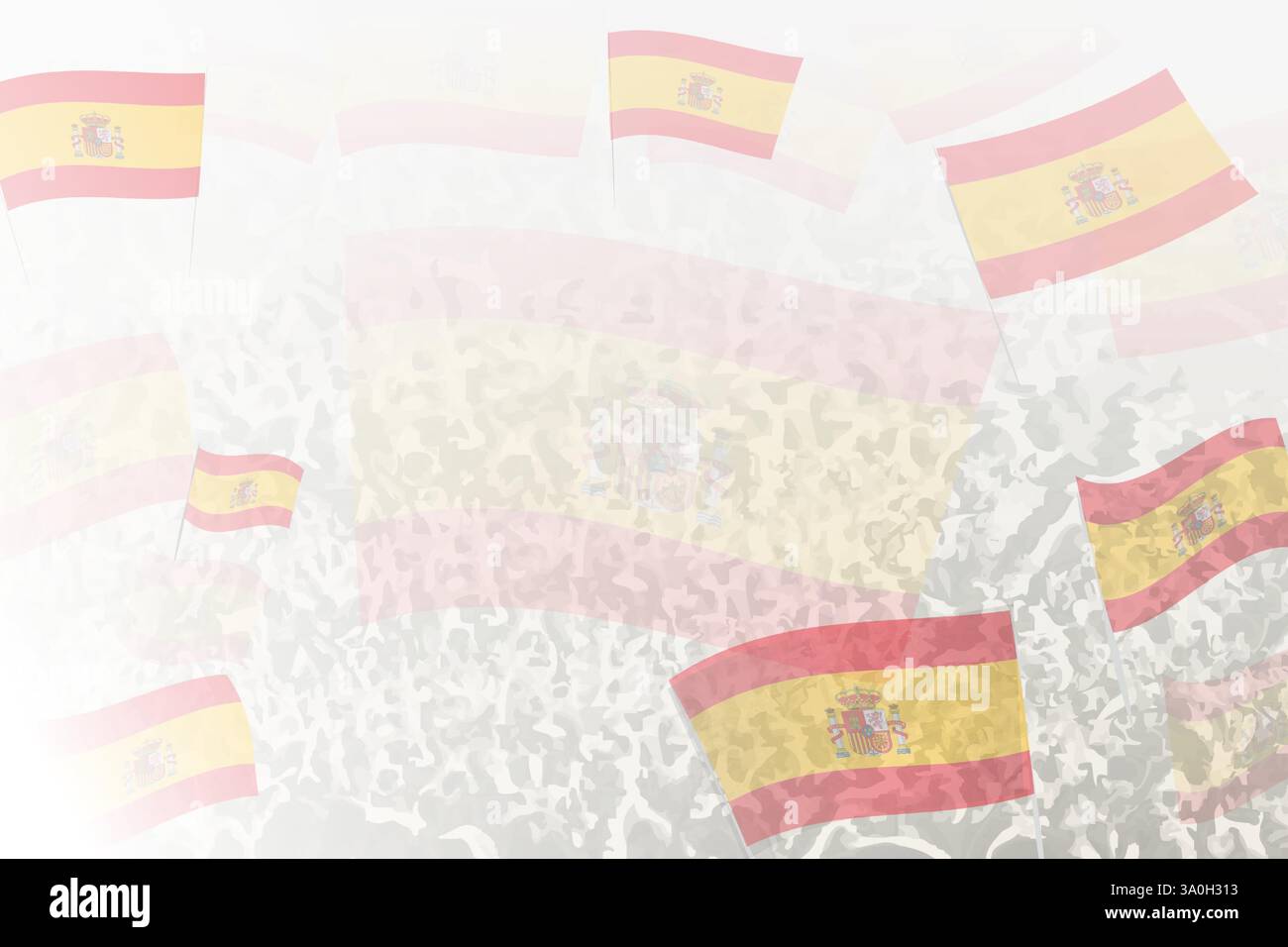 Celebratory Crowd with Spain Flags Background. Perfect for themes ...