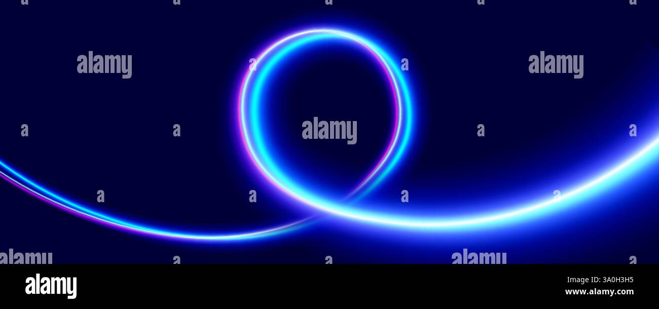 Virtual fluorescent ribbon loop. Neon glowing line. Vector curve light ...