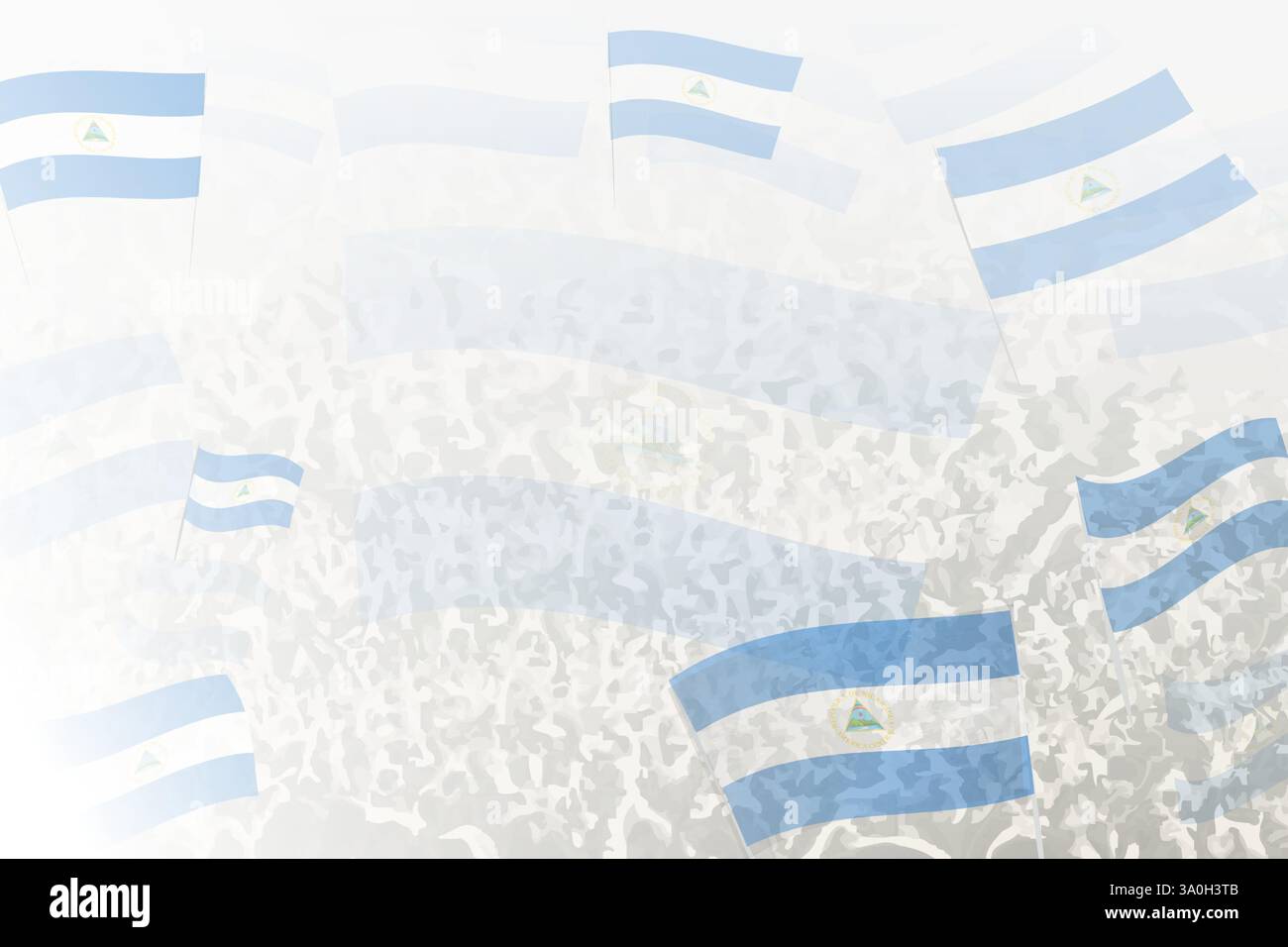 Celebratory Crowd with Nicaragua Flags Background. Perfect for themes ...