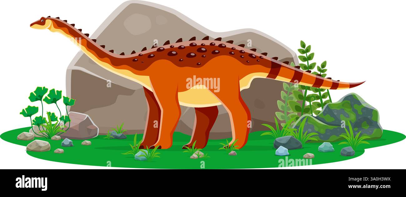 Aegyptosaurus prehistoric dinosaur cartoon character. Isolated vector ...