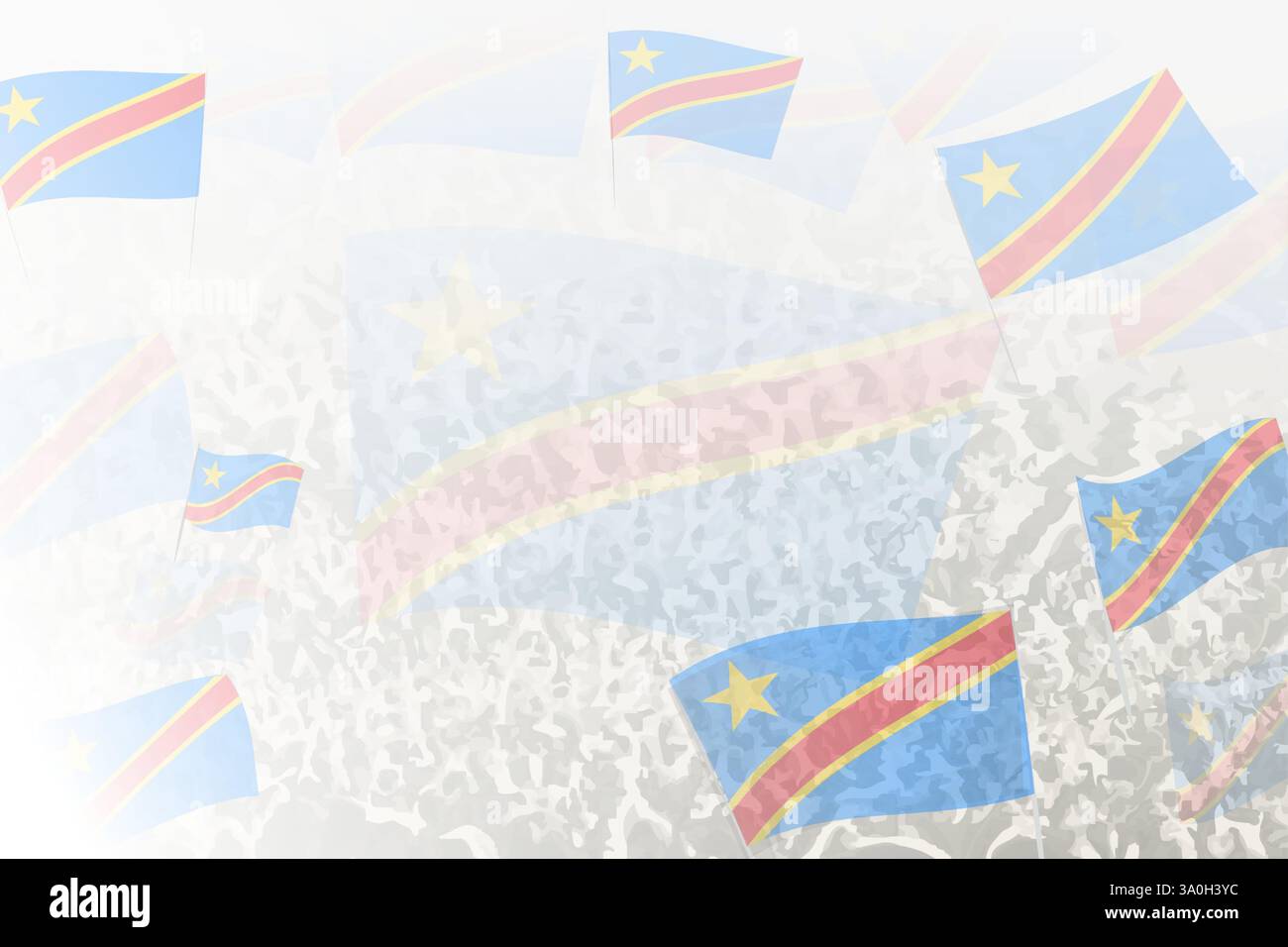 Celebratory Crowd with DR Congo Flags Background. Perfect for themes ...