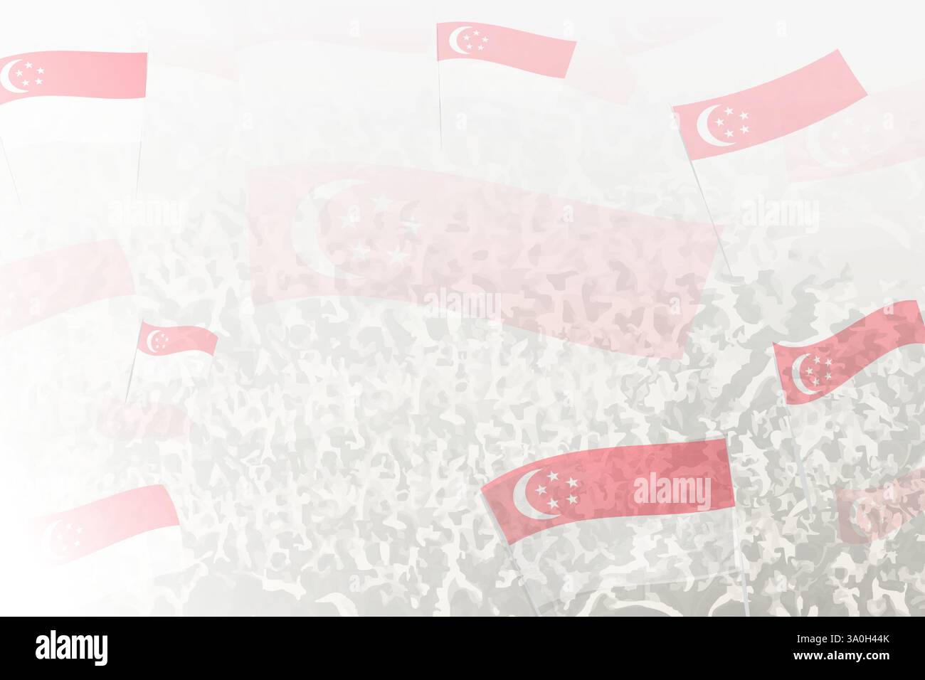 Celebratory Crowd with Singapore Flags Background. Perfect for themes ...