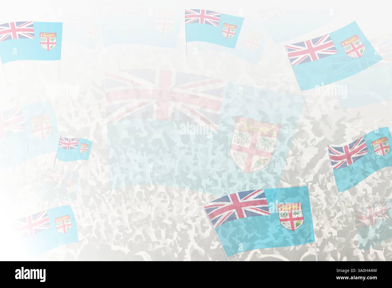 Celebratory Crowd with Fiji Flags Background. Perfect for themes ...